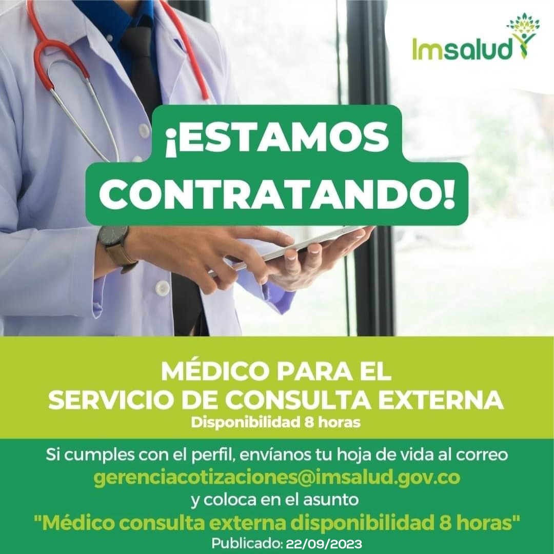 ESTAMOS CONTRATANDO – IMSALUD