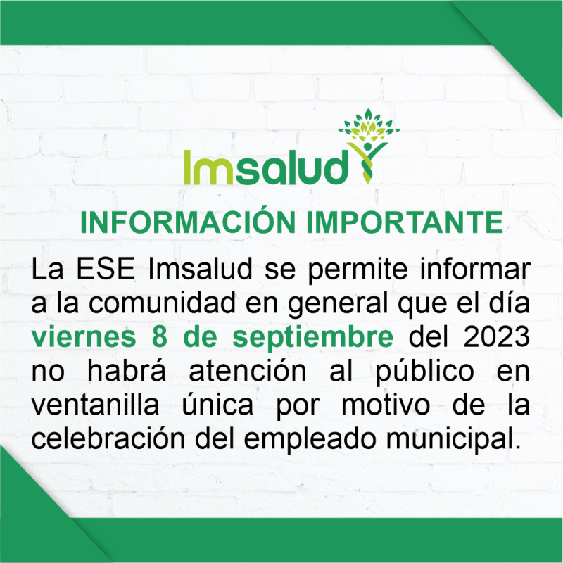 INFORMACIÓN IMPORTANTE – IMSALUD
